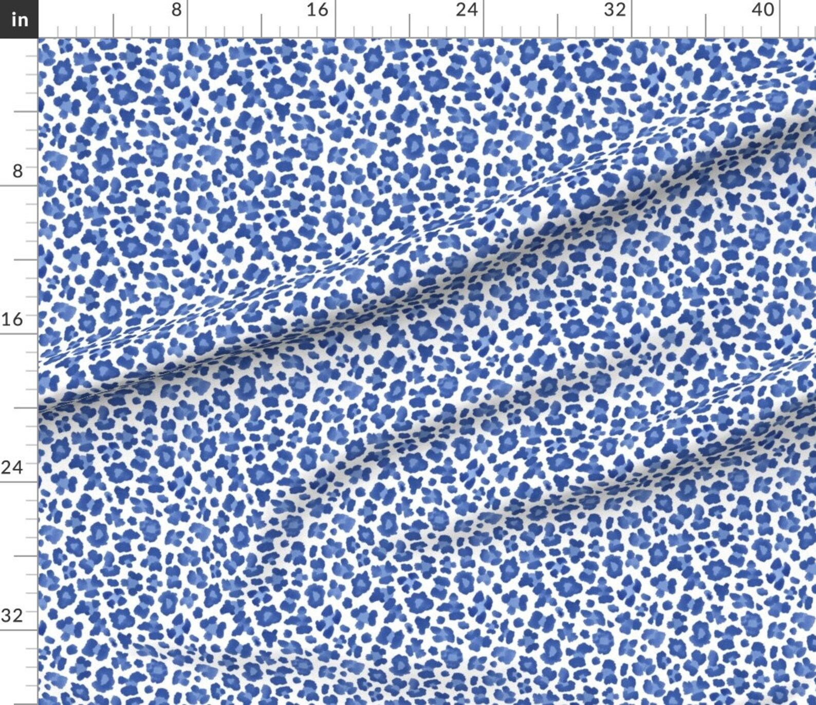 Leopard Print Fabric 8 Blue on White Leopard Print by - Etsy