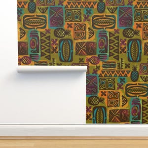 Tribal Tapa Wallpaper - Native Poly by Woodyworld - Hawaiian Vintage ...