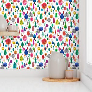 Tree Wallpaper - Colorful Trees by Ninola-design - Kids Nursery Forest ...
