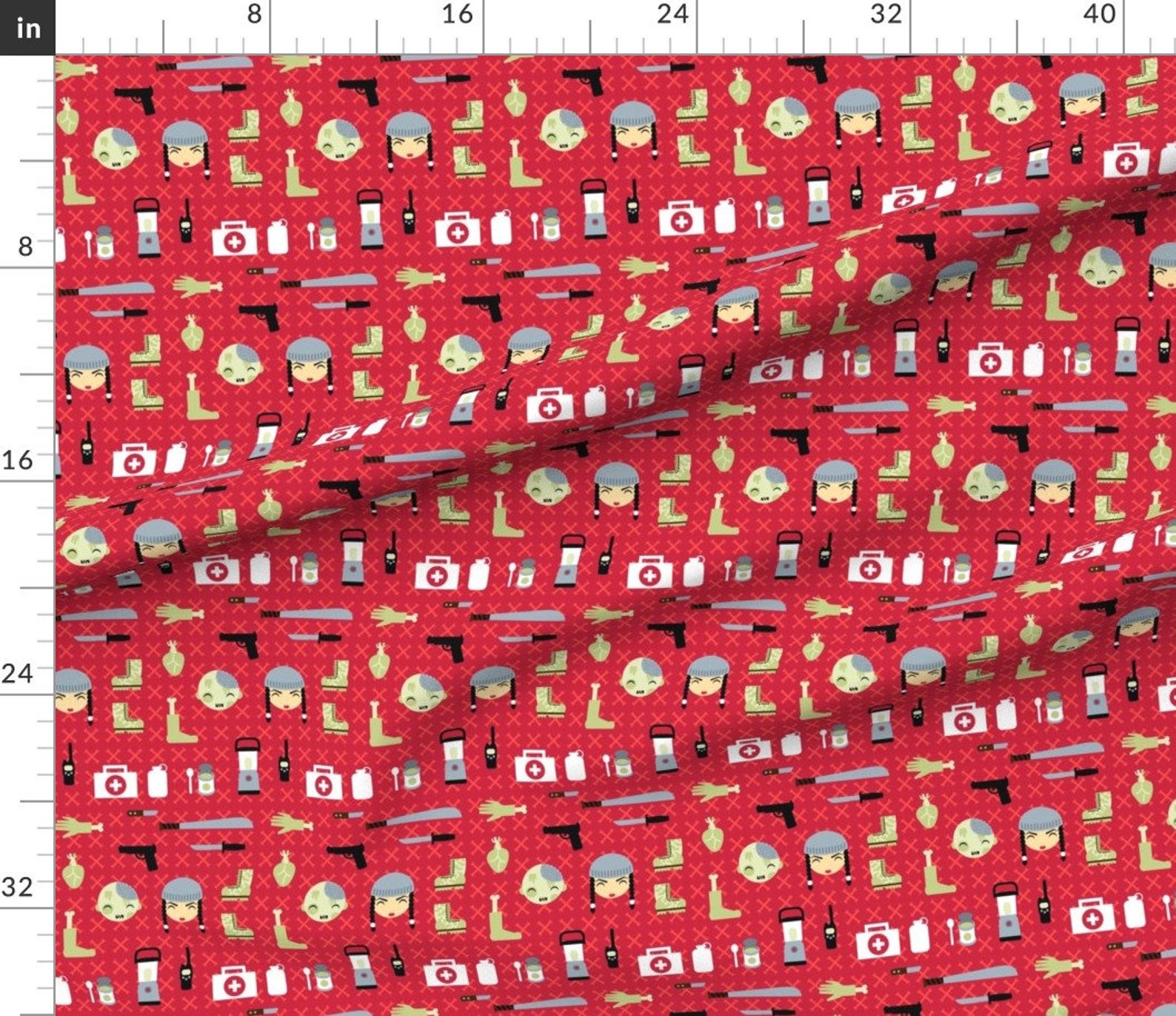 Zombie Hunter Fabric Zombie Apocalypse by Pinkowlet Kawaii - Etsy