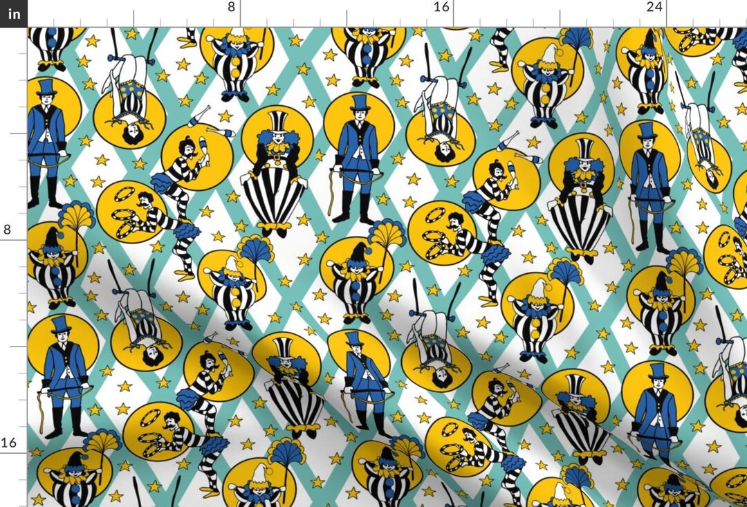 Retro Circus Performers Fabric Circus Performers Mint by ...