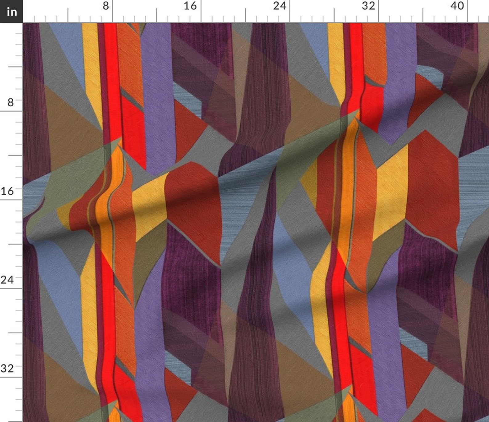 Angular Abstract Purple Fabric Horizons Purple Red Rust Gold - Etsy