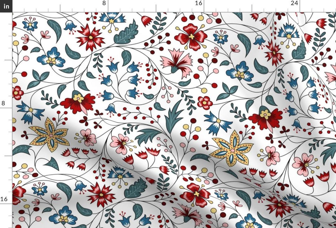 Chintz Tiny Floral Fabric - Chintz Spring Floral Illustration by Sveta ...