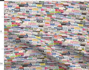 Text Print Fabric - Etsy