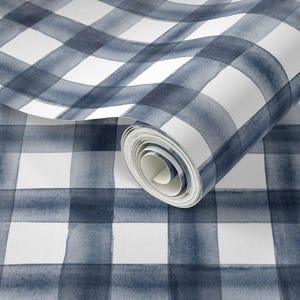 Navy Wallpaper - Watercolor Plaid || Navy by Littlearrowdesign - Navy ...