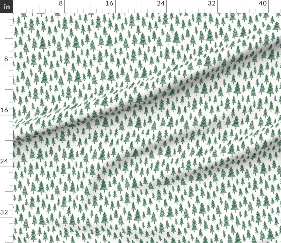 Tree Pattern Fabric Sketchy Green Tree Pattern by Swoldham - Etsy
