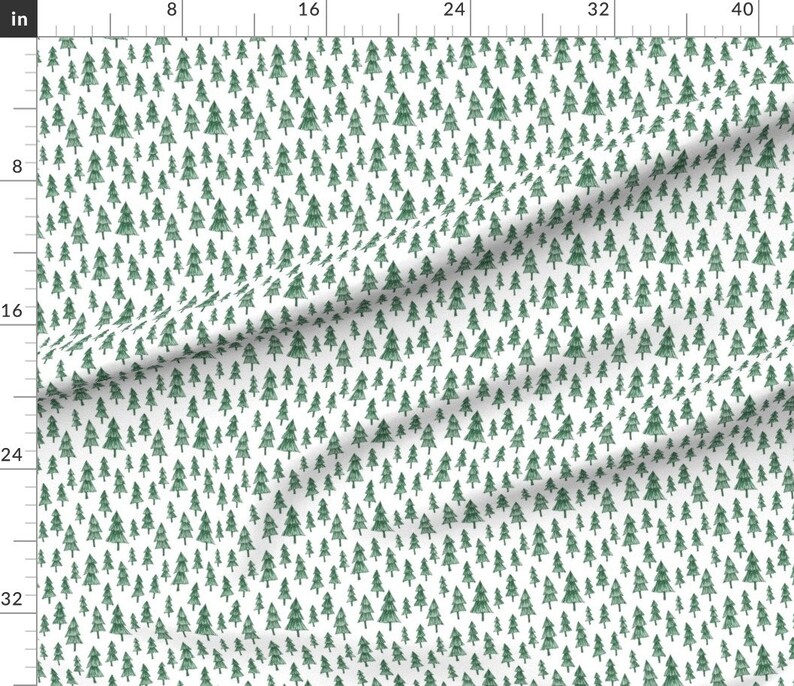 Tree Pattern Fabric Sketchy Green Tree Pattern by Swoldham - Etsy