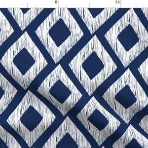 Navy and White Diamond Fabric Scribble Navy 01 by - Etsy