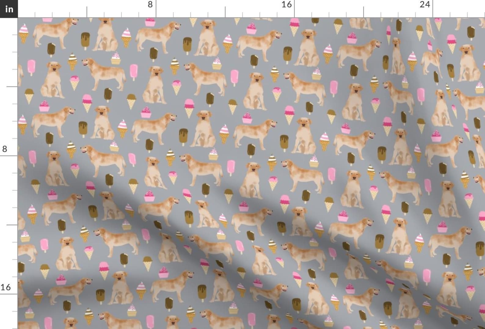 Yellow Lab Fabric - Yellow Lab Ice Cream Dog Breed Labrador Gray by ...