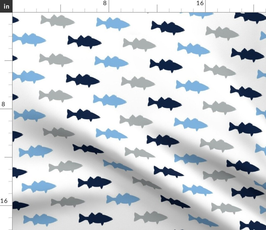 Fish Fabric Fish Light Blue Navy by Littlearrowdesign Fish Fishing ...