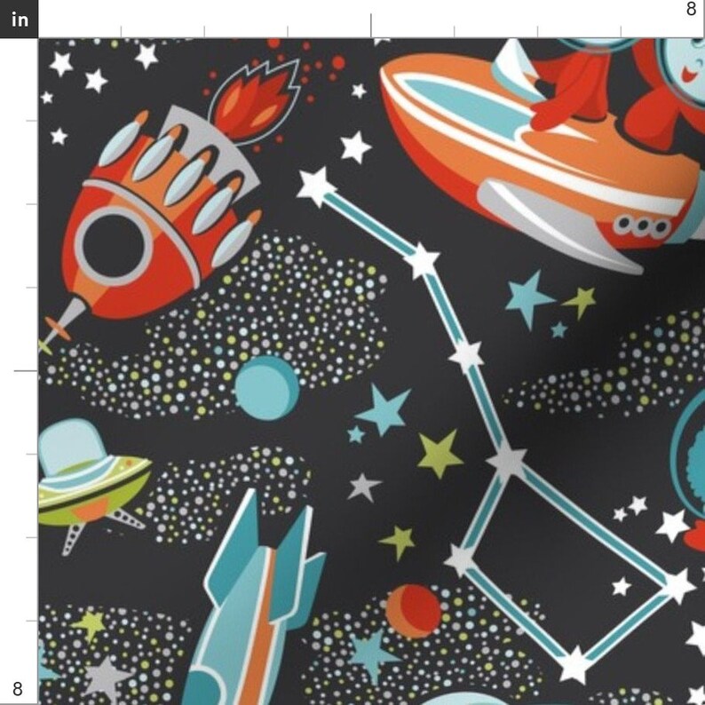 Outer Space Fabric Cosmic Adventure by Cjldesigns Alien - Etsy