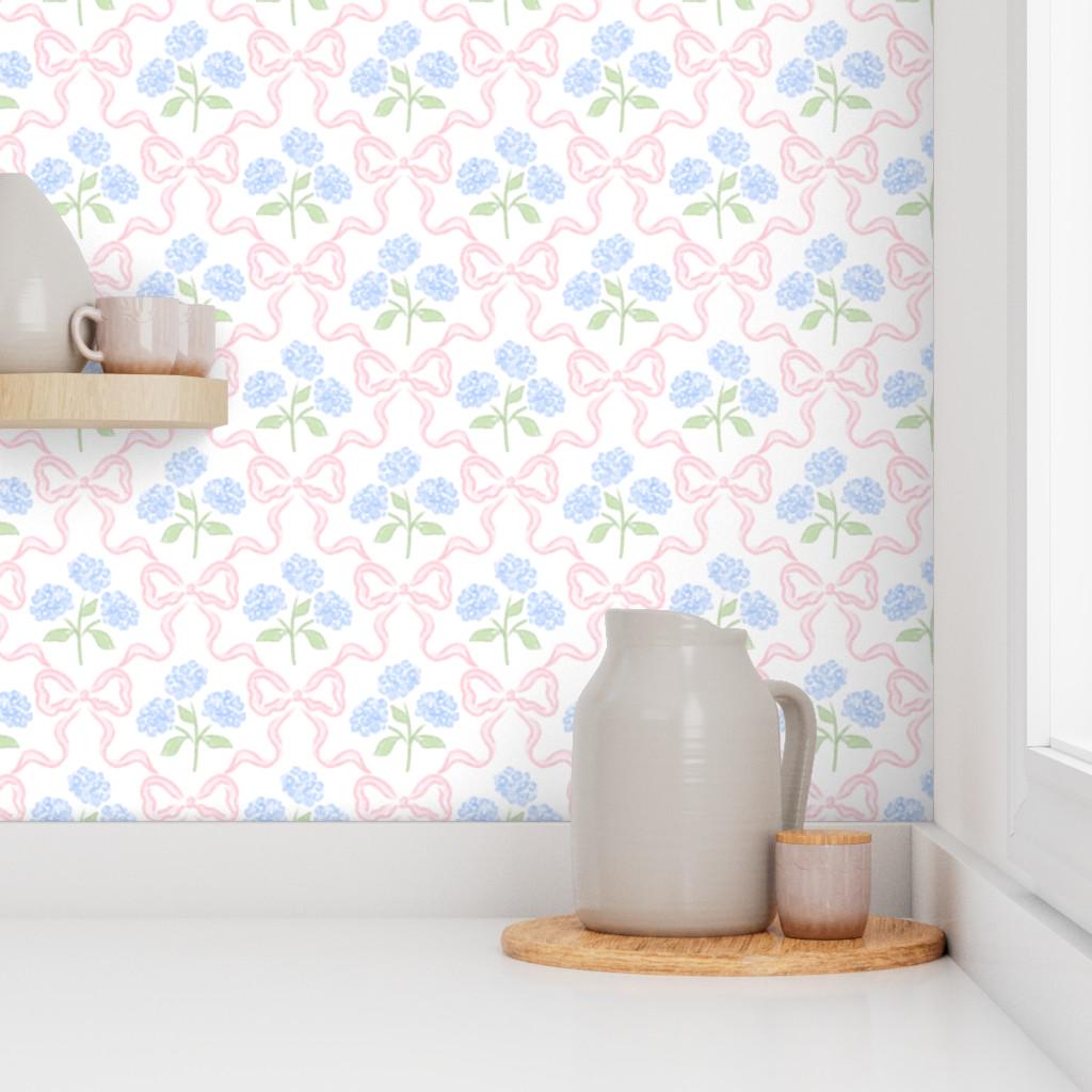 Preppy Bow Floral Removable Peel and Stick Wallpaper - Delicate ...