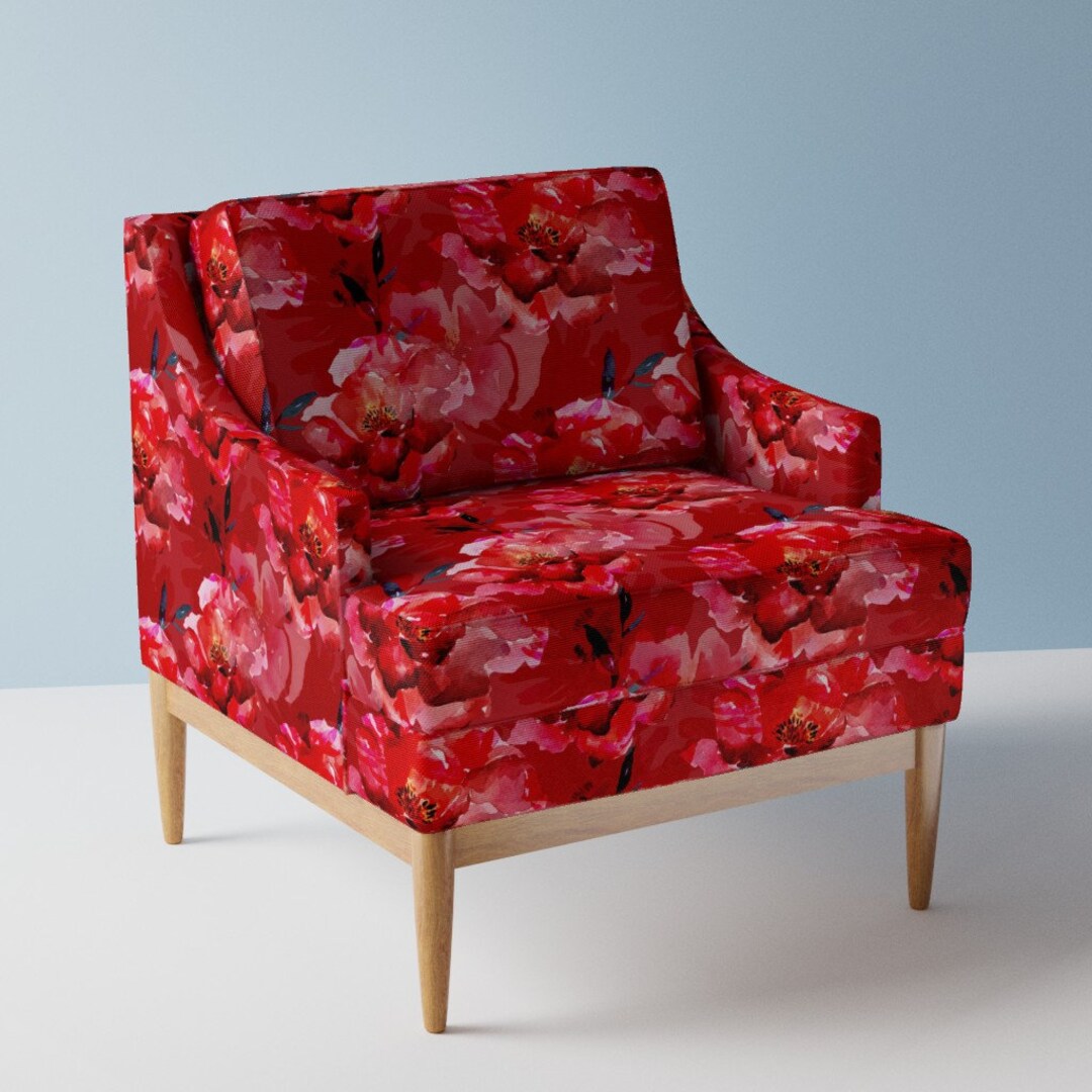 Red Maximalist Rose Upholstery Fabric Maximalist Red Roses by - Etsy