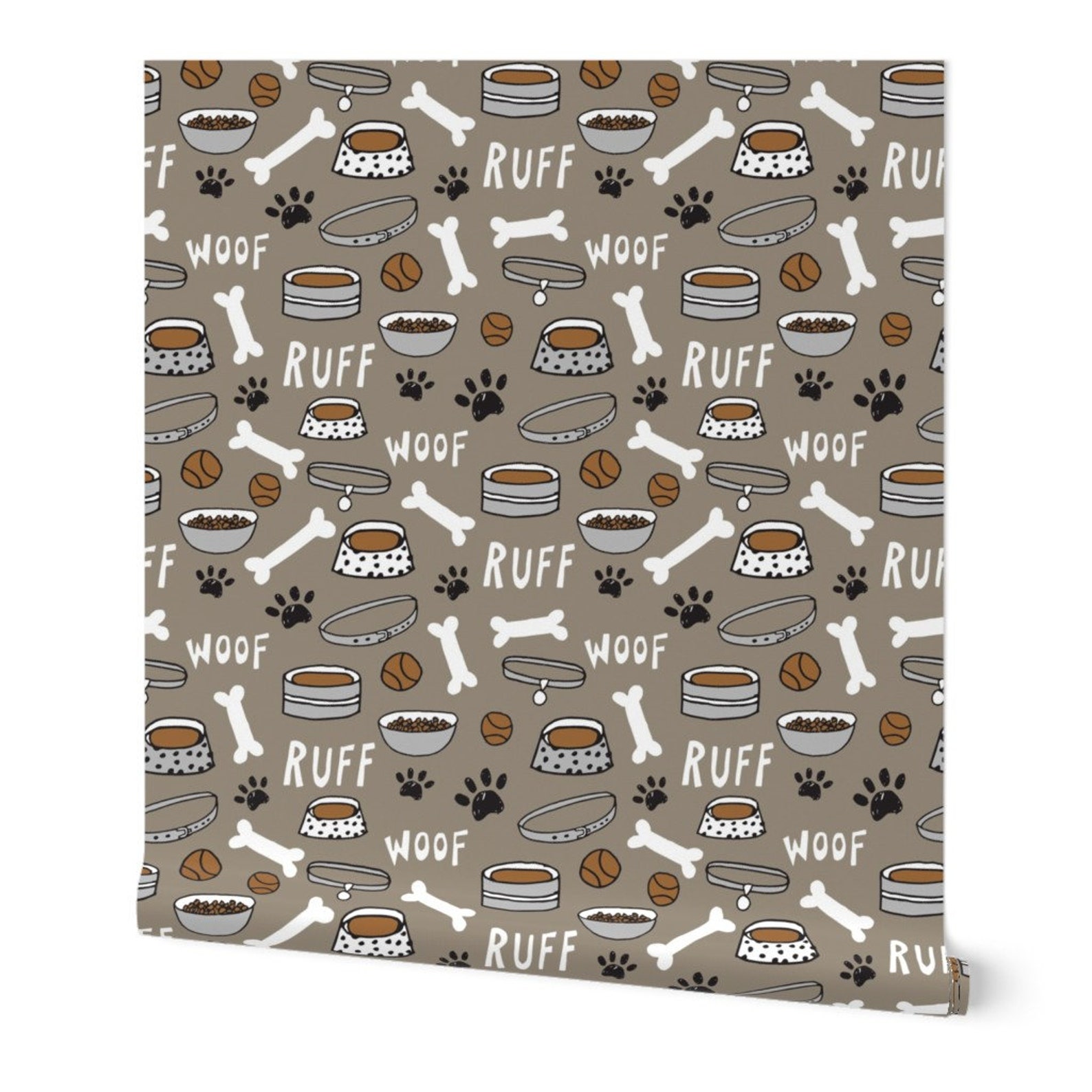 Dog Wallpaper Dog Bone Bowl Paw Print by Andrea Lauren - Etsy