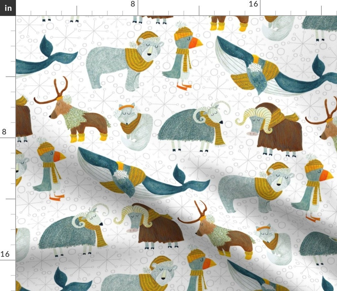 Arctic Animals Fabric Pattern 72 Arctic Animals With Woolly Scarves by ...
