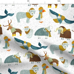 Arctic Animals Fabric Pattern 72 Arctic Animals With Woolly Scarves by ...