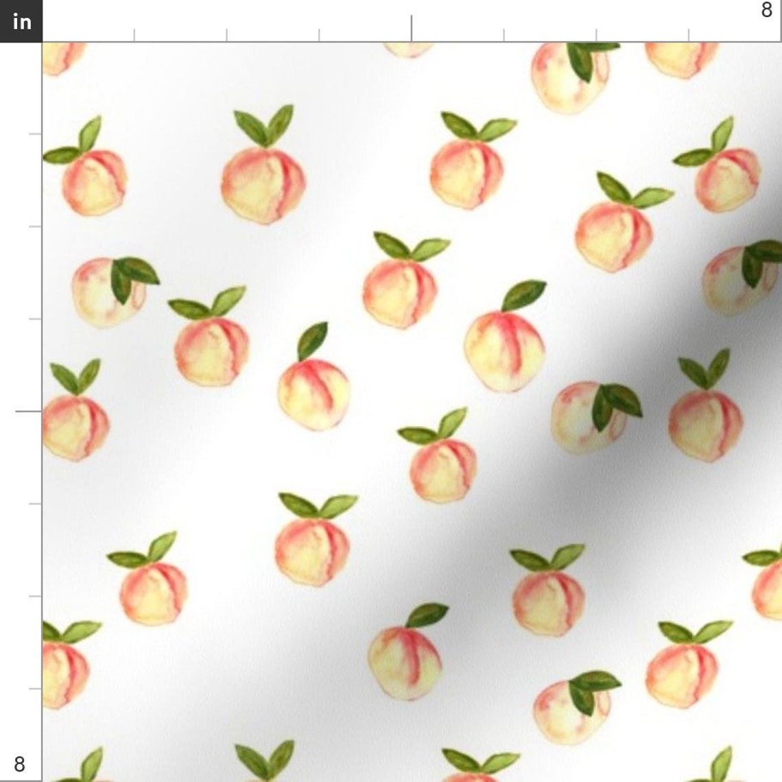 Watercolor Peaches Fabric Watercolor Peaches White by - Etsy