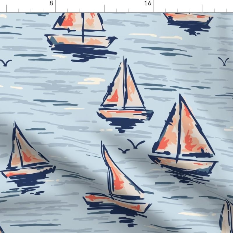 Sail Boat Fabric by Yard - Etsy