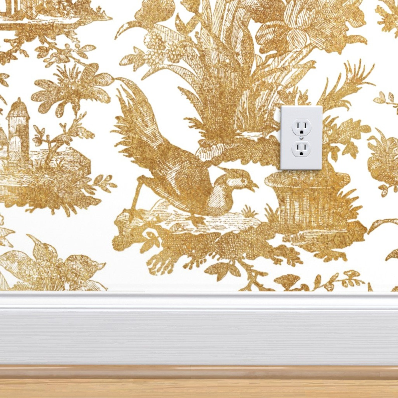 Toile Wallpaper Chinoiserie Toile by Peacoquettedesigns | Etsy