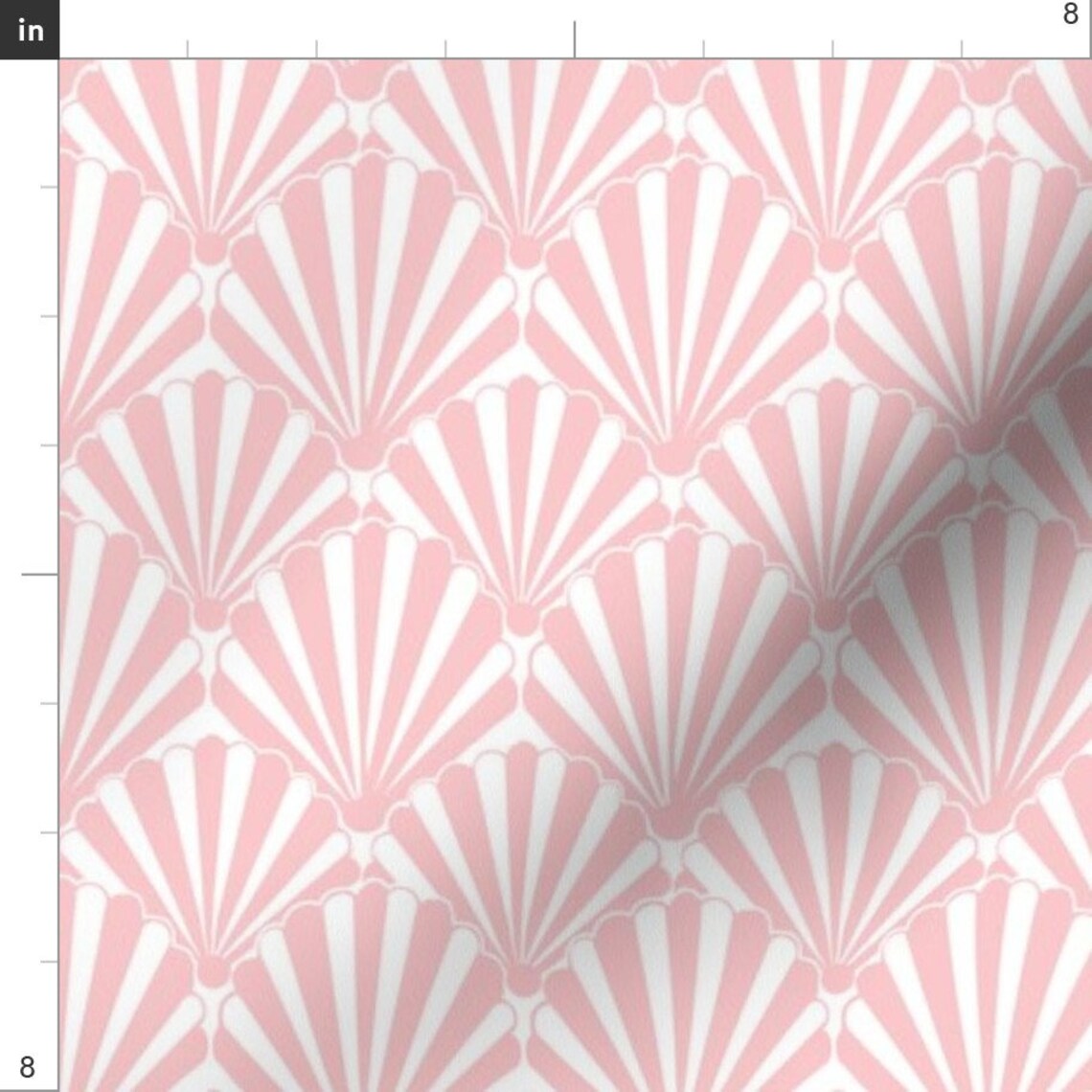 Art Deco Shell Fabric Pink Shell / Seashell / Clamshell by | Etsy