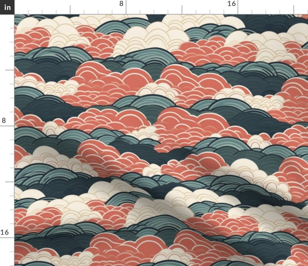 Art Nouveau Clouds Fabric Art Deco Japanese Clouds by Goldiewinship ...