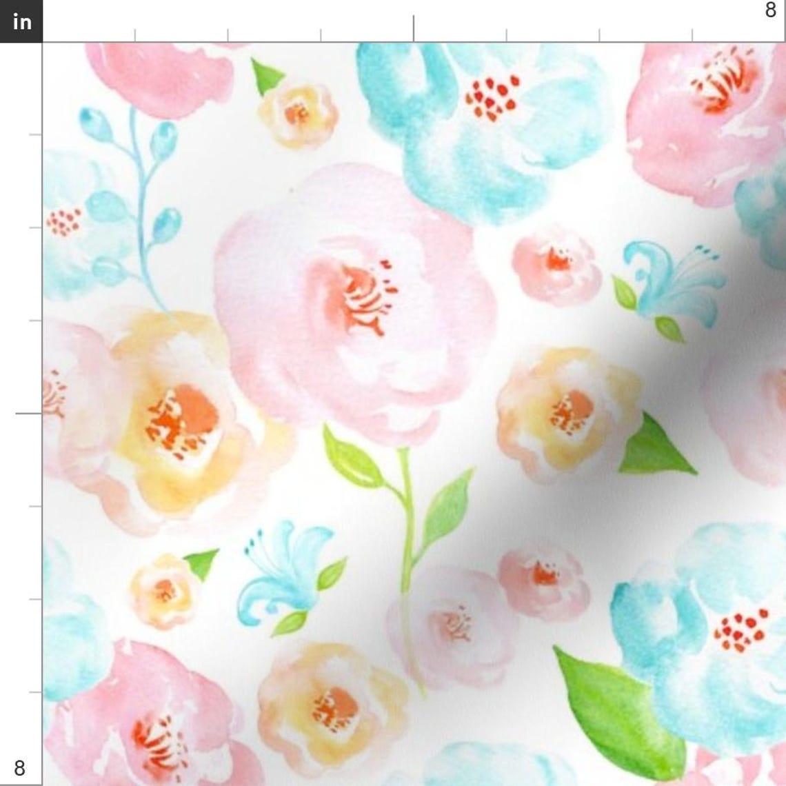 Summer Watercolor Flower Fabric - Floral Aqpk by Graceandcruzdesigns ...