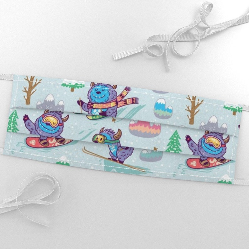 Yeti Fabric Skiing Yeti by Penguinhouse Yeti Skiing Winter - Etsy