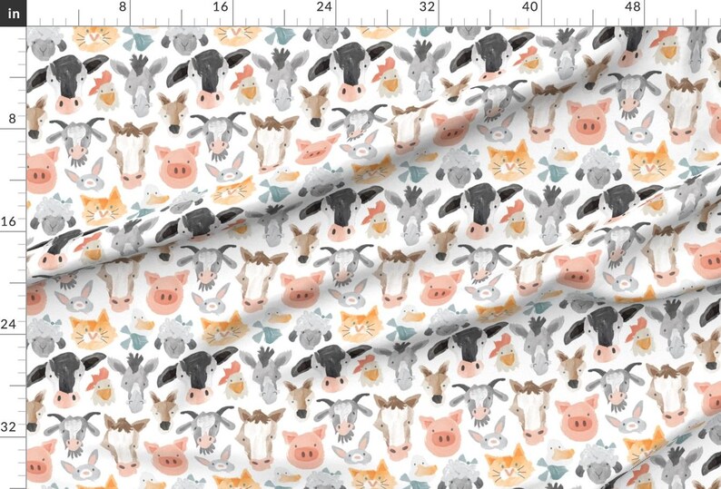 Farm Fabric - Farm Livin' by Nick Neuman - Farm Pigs Cows Barn Barnyard ...