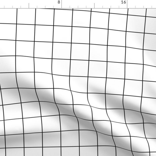 Grid Fabric Black and White Windowpane Grid 2 Square - Etsy