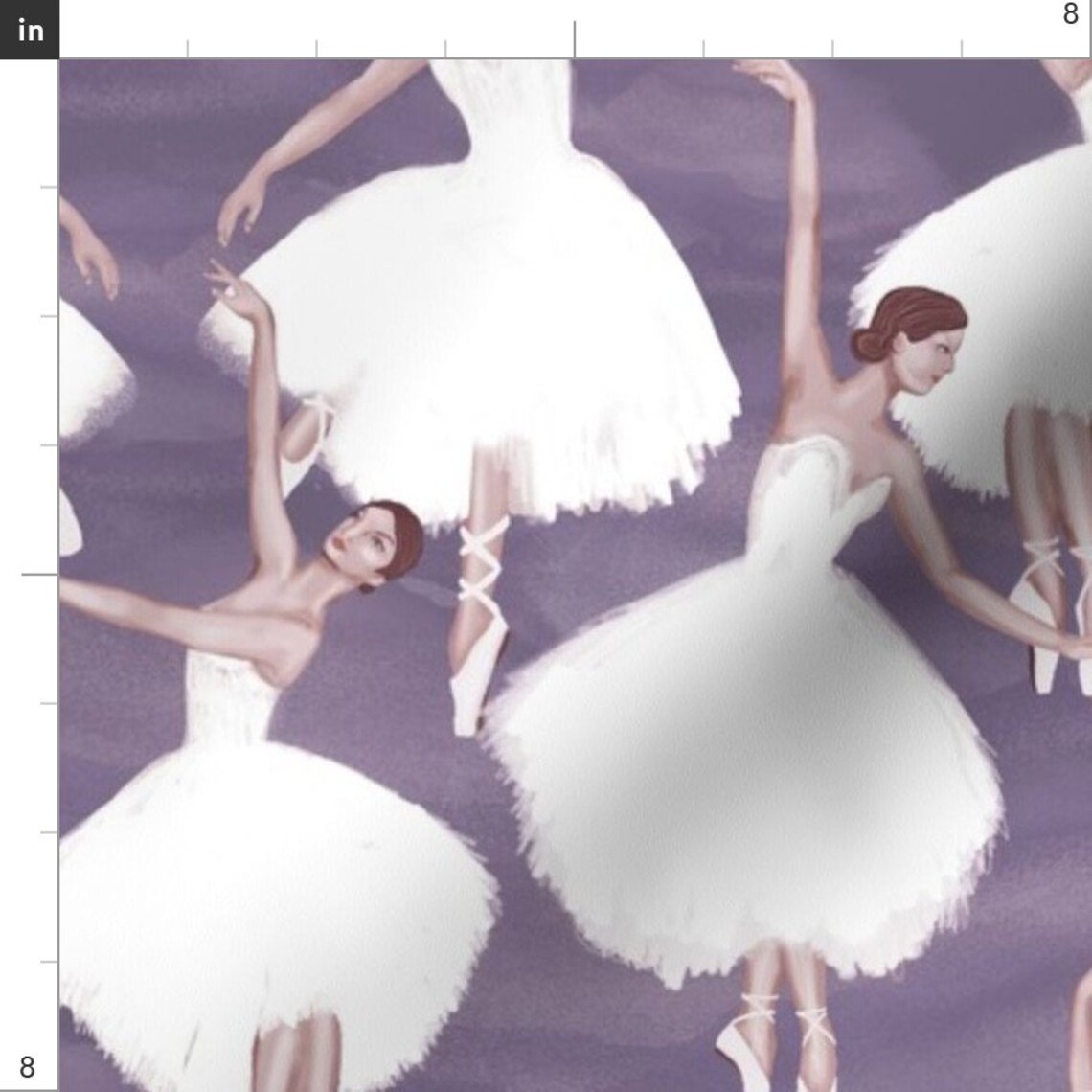 Ballerinas on Purple Fabric Ballerinas on Violet by Kociara | Etsy