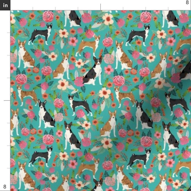 Basenji Fabric Basenji Floral smaller Scale Dog Breed - Etsy