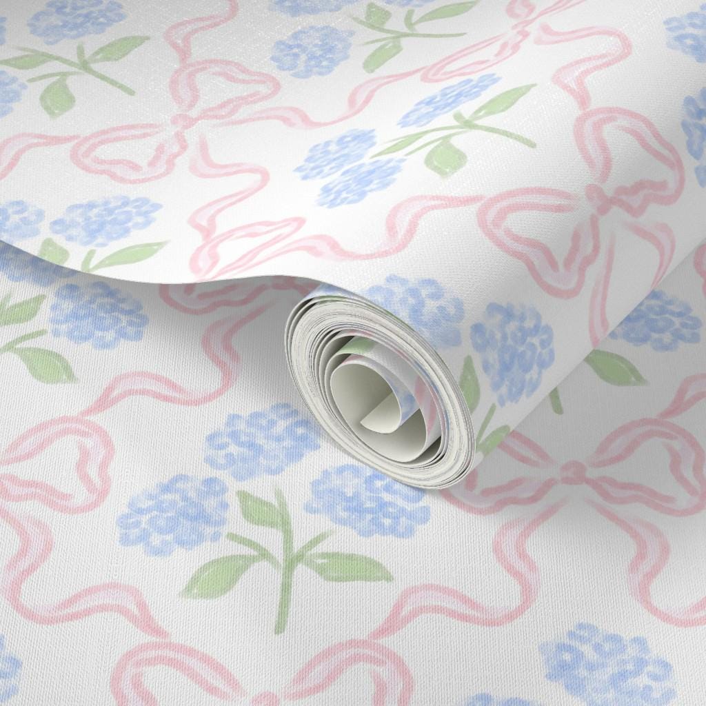 Preppy Bow Floral Removable Peel and Stick Wallpaper - Delicate ...