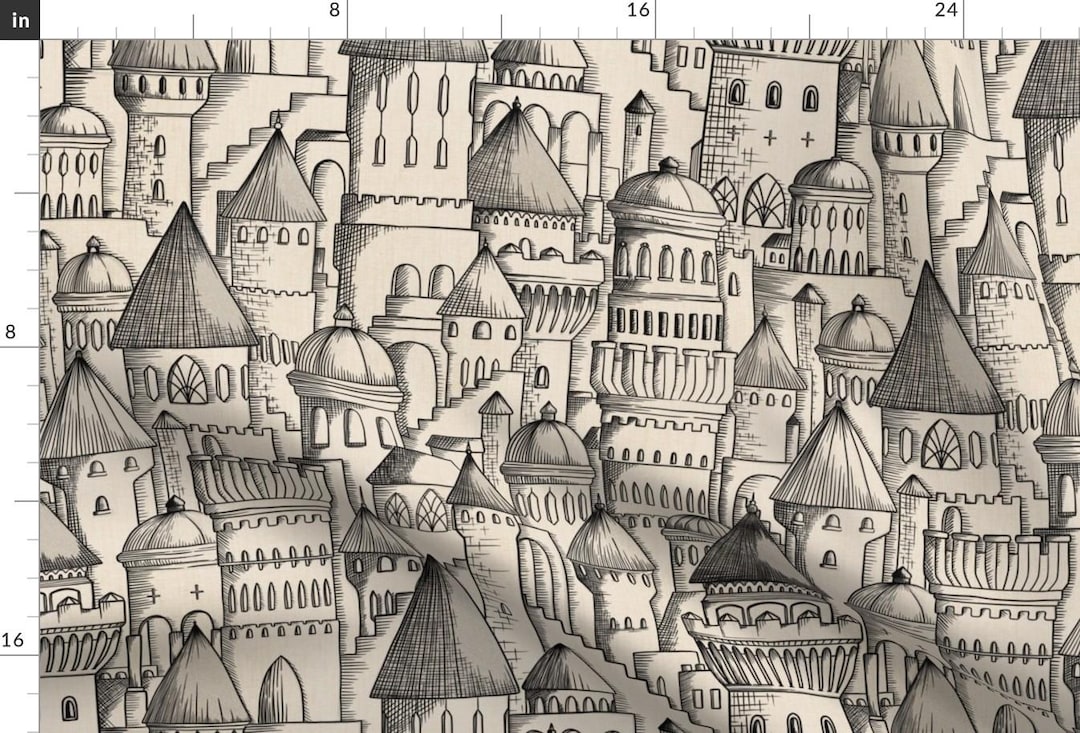 Medieval Fabric - Castle Walls by Wildbasile - Fairytale Whimsical ...