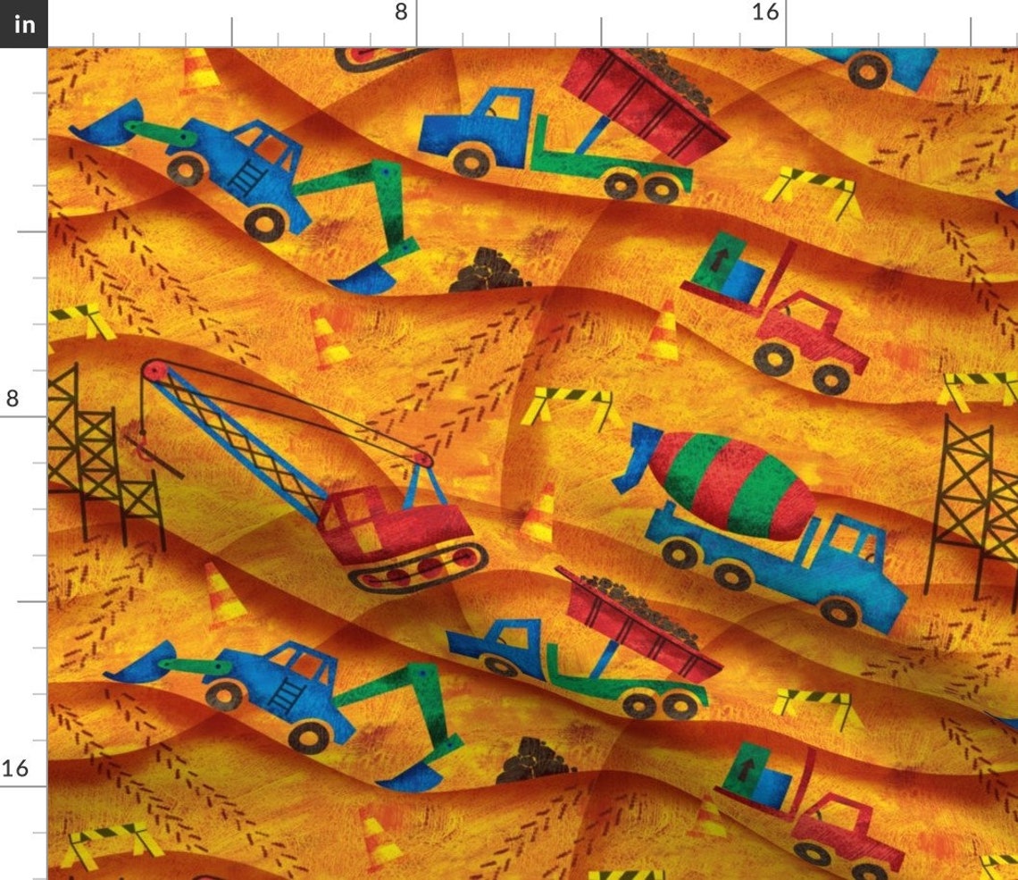 Construction Site Fabric Constructionsite by | Etsy