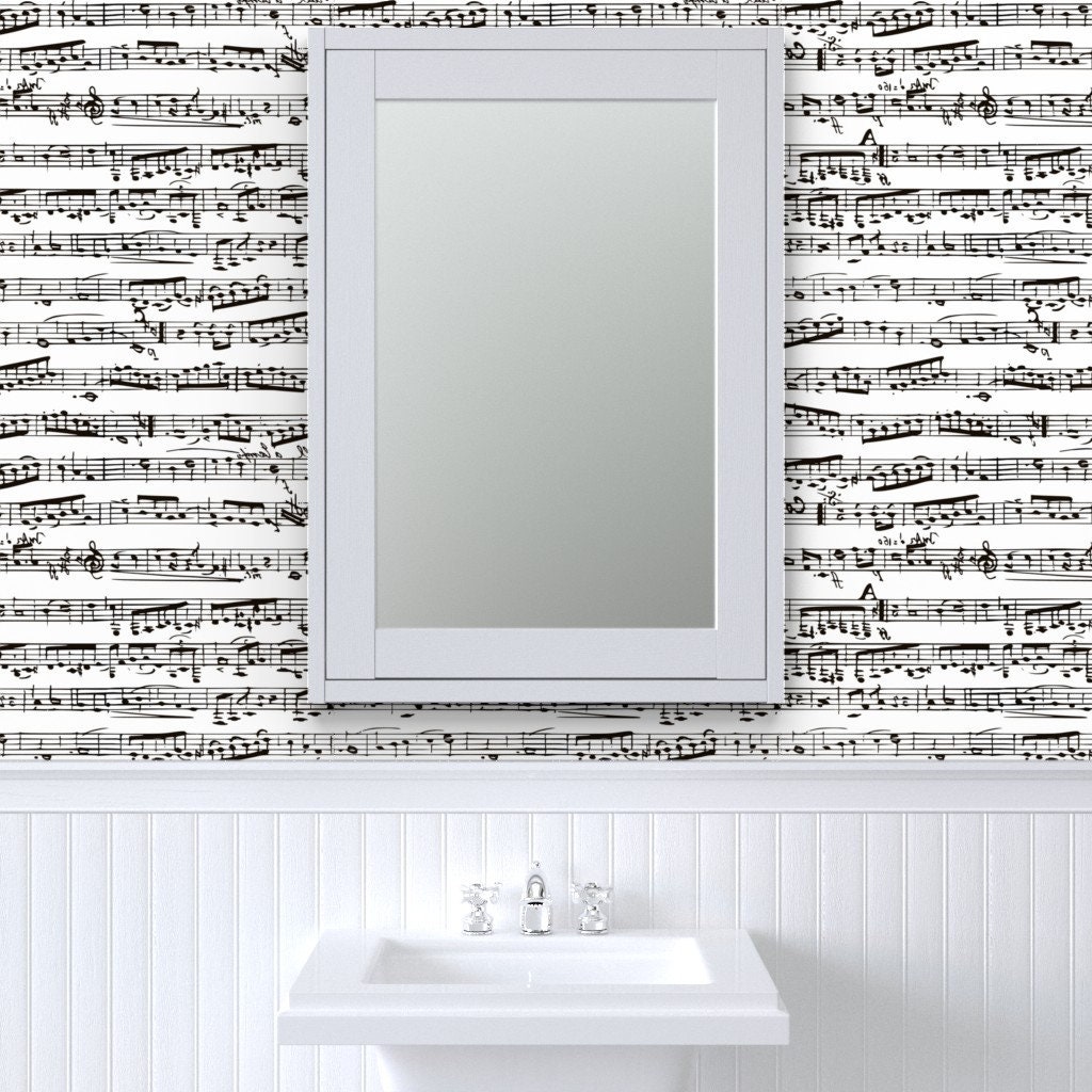 Music Notes Wallpaper Black and White Music Notes by | Etsy