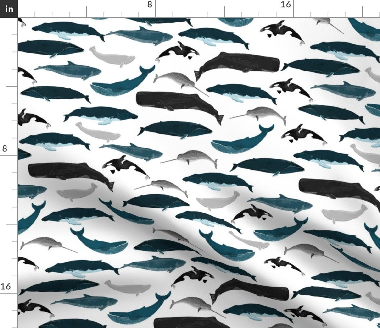 Whale Fabric Whales // Whale Ocean by Andrea Lauren Whales - Etsy