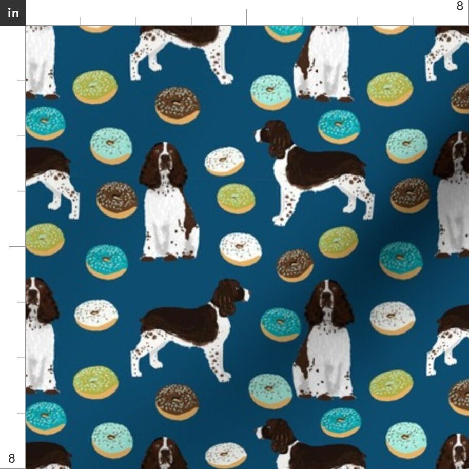 English Springer Spaniel Fabric Donuts Navy Design Springer | Etsy