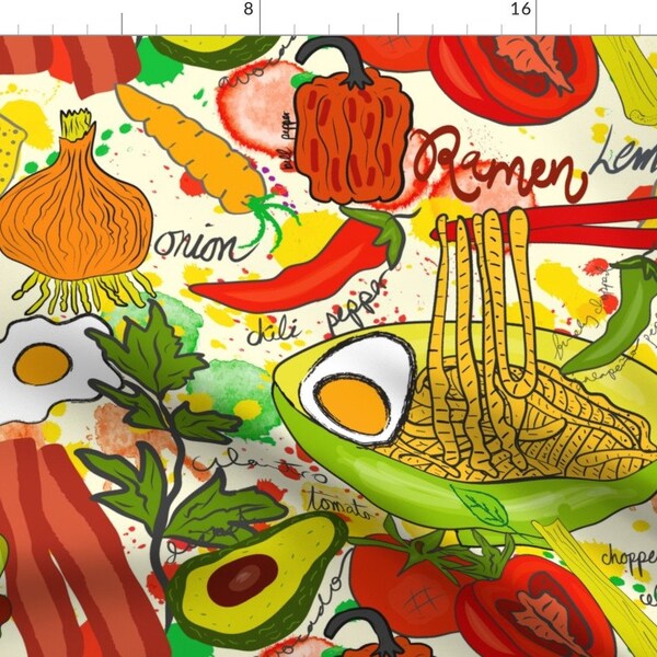 Ramen Print Fabric - Etsy