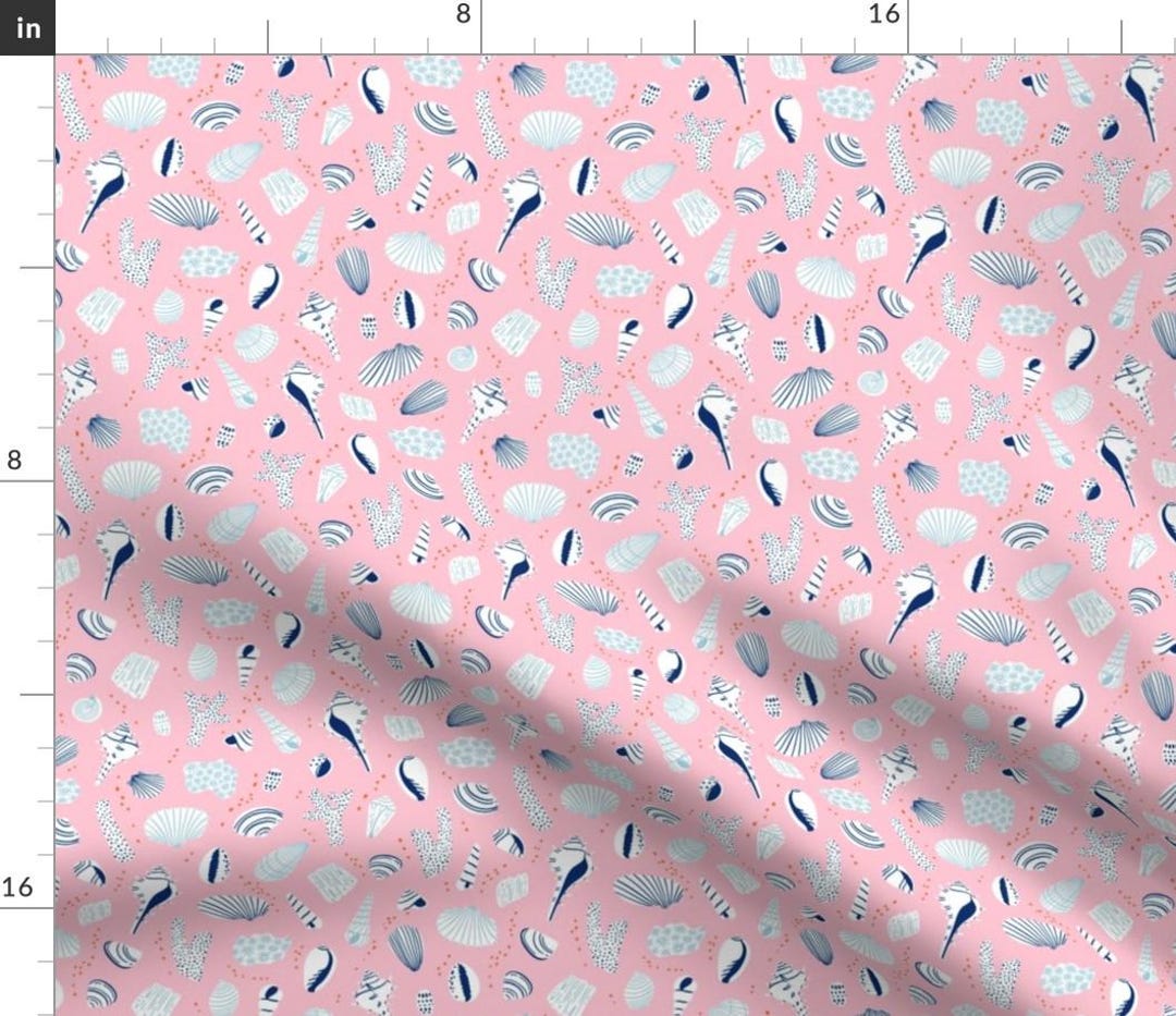 Pink Sea Shells Fabric Shells by Stolenpencil Modern Nautical Beach ...