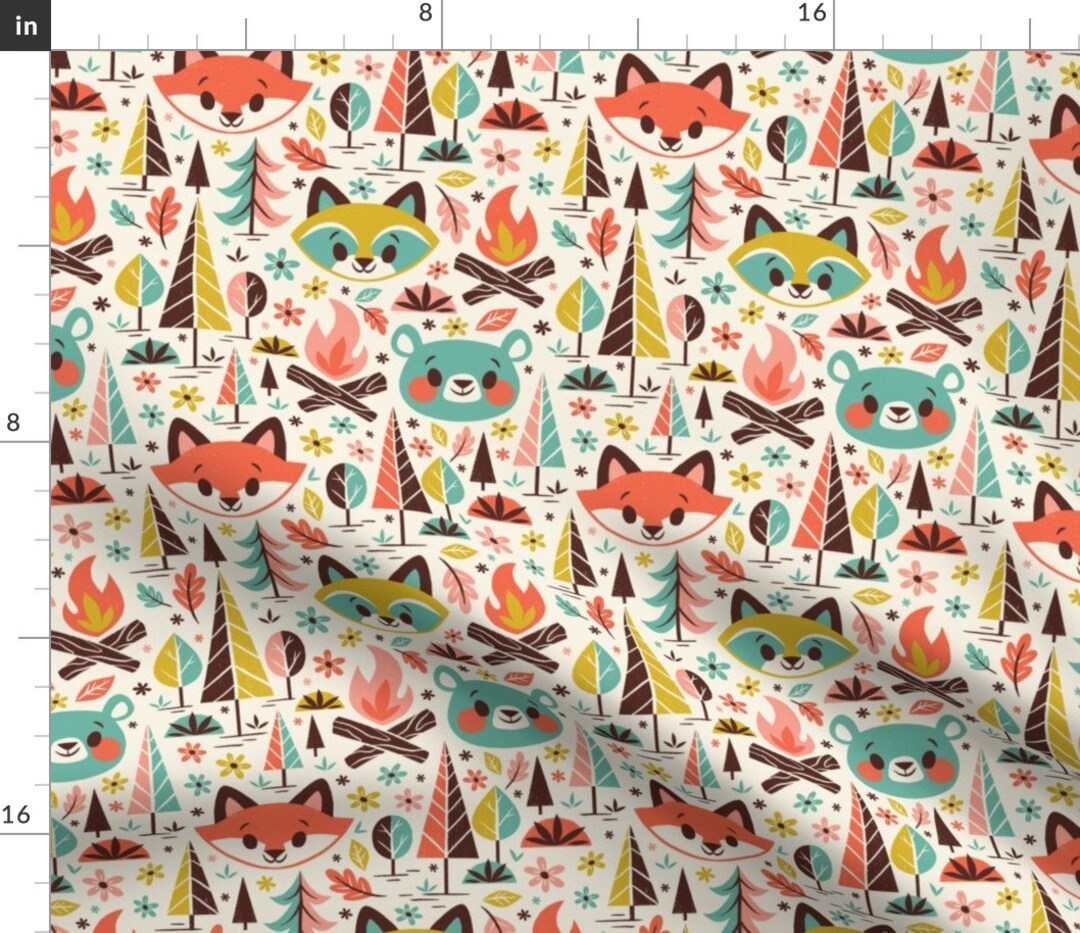 Camping Fabric Forest Friends by Therewillbecute Camping Forest Floral ...