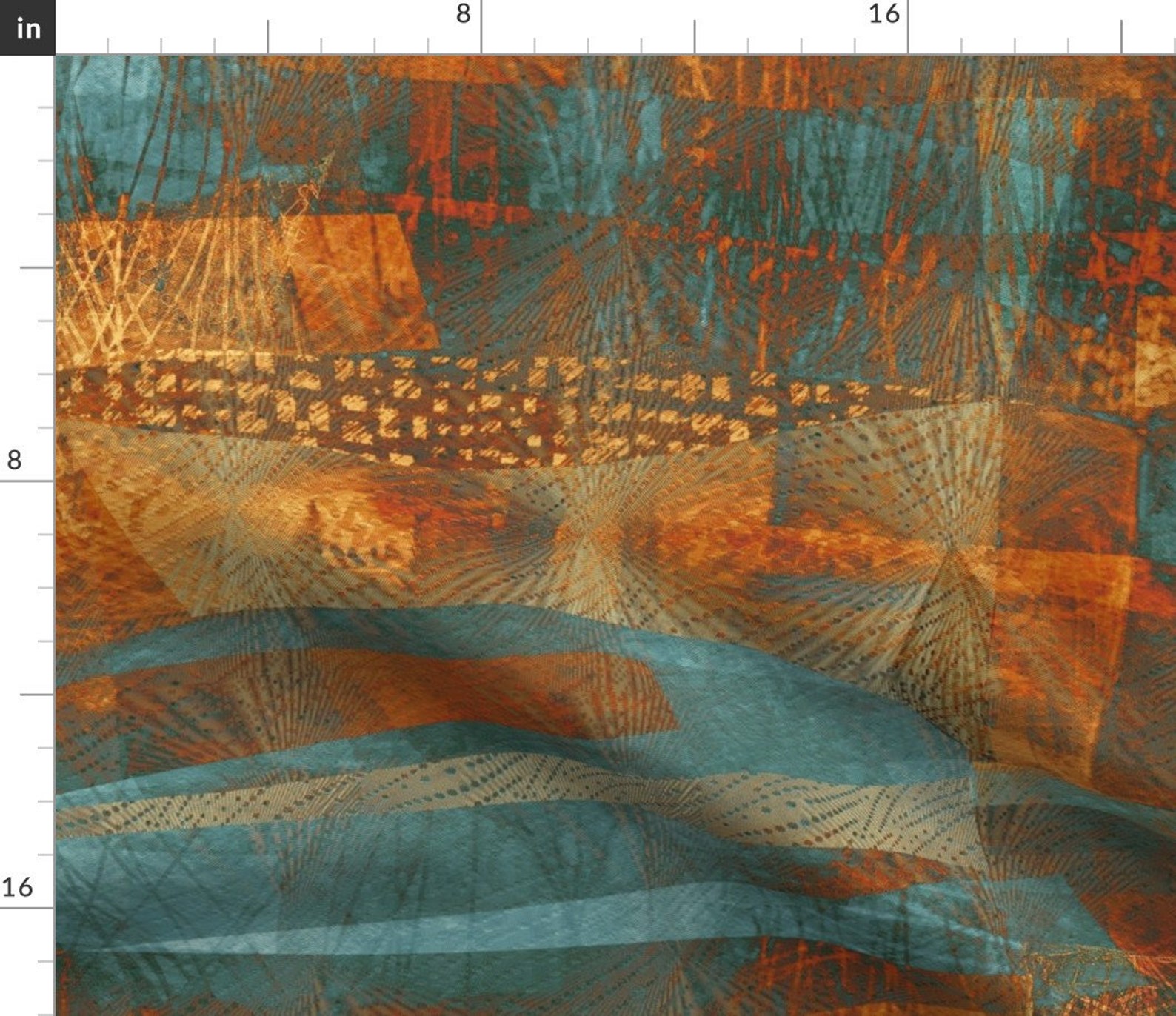 Rustic Color Blocking Fabric Copper Teal Farmland by Wren - Etsy