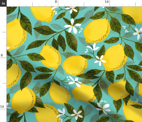 Lemons Yellow Citrus Fruits Fabric Zesty Lemonade by | Etsy
