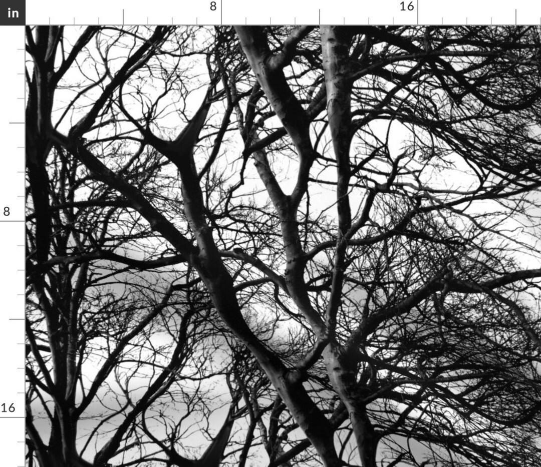 Winter Tree Fabric the Tree Lace Black and White by Peacoquettedesigns ...