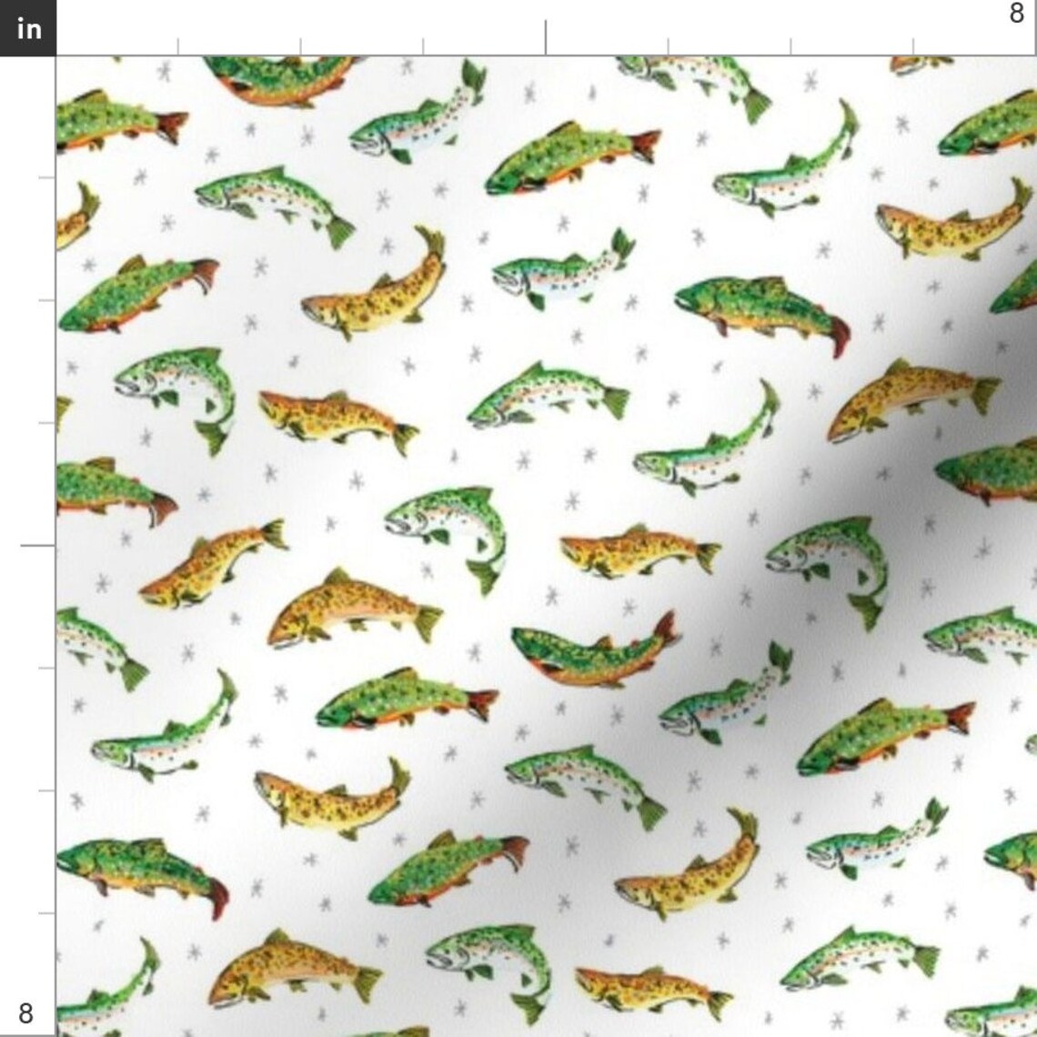 Trout Fabric Trout Party Rainbow Brook and Brown Trout by | Etsy