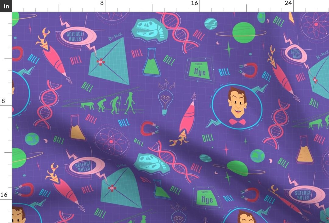 Science Purple Symbols STEM School Fabric - Science Rules! by ...