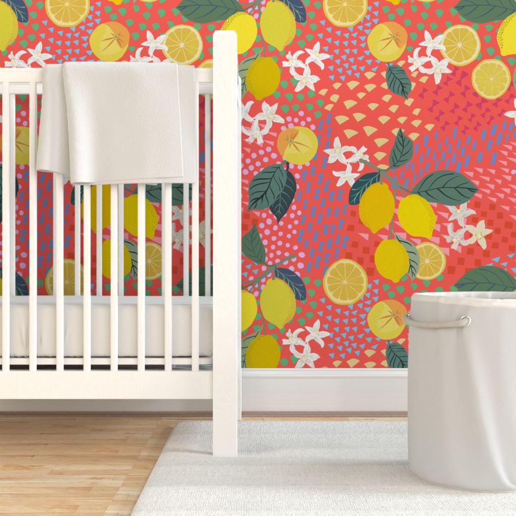 Lemon Wallpaper - Lemon Flower and Pop by Nina Leth - Lemon Floral ...