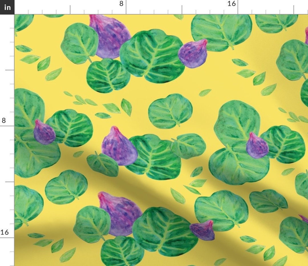 Watercolor Fig Fabric Watercolor Fig and Leaf Sprout in - Etsy