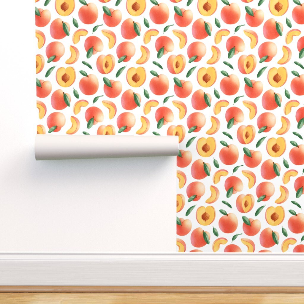Peach Wallpaper Peaches Seamless Pattern by Stolenpencil | Etsy