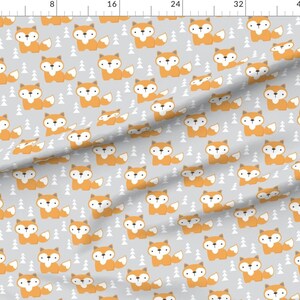 Baby Fox Fabric Fox Grey Orange by Lilcubby Baby Fox Woodland Animal ...
