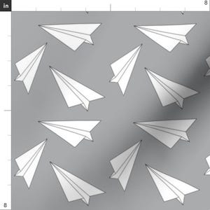 Gray Airplanes Fabric - Paper Planes Grey- by Elvelyckan- Kids School ...